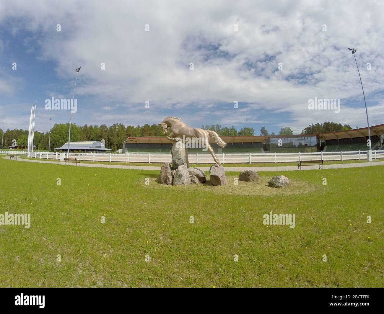 Horse symbol of hippodrome in Harmony park closed to Prienai in ...