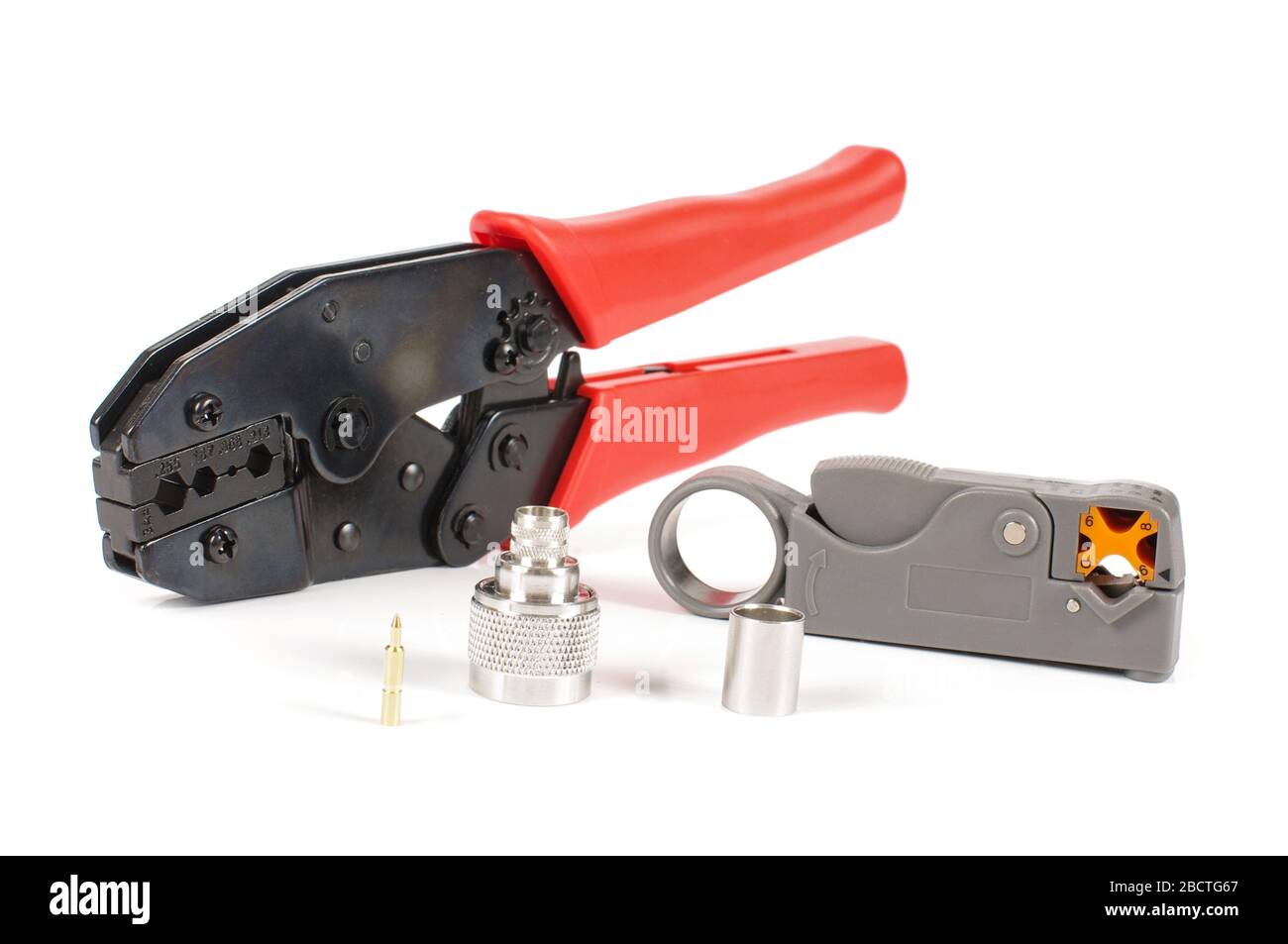 Professional tool for coaxial cable preparation, crimping and ...