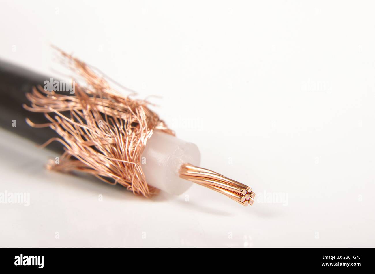 50 Ohm coaxial radio frequency cable half prepared for crimping Stock ...