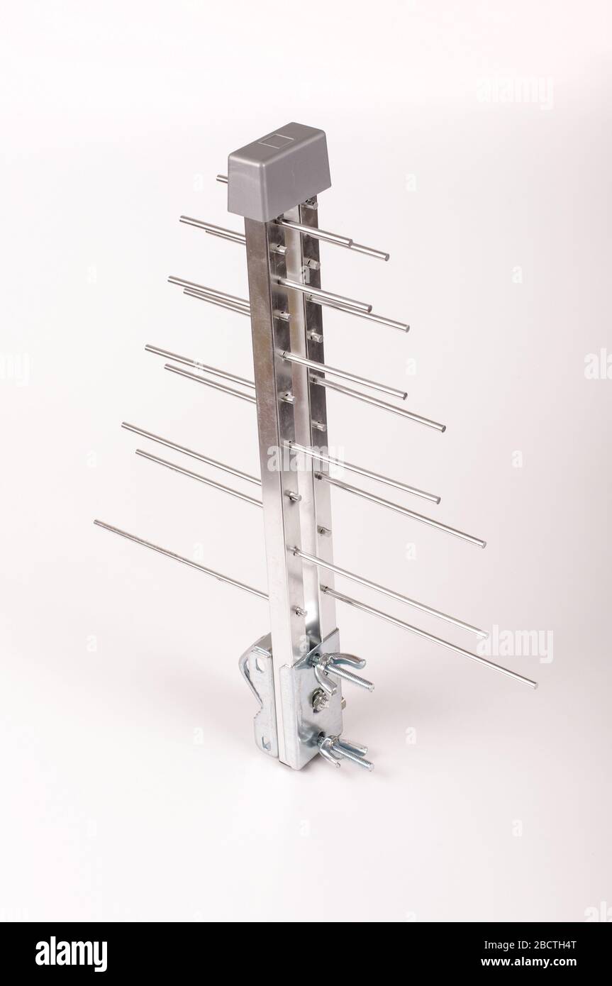 Isolated log periodic antenna for UHF tv Stock Photo - Alamy