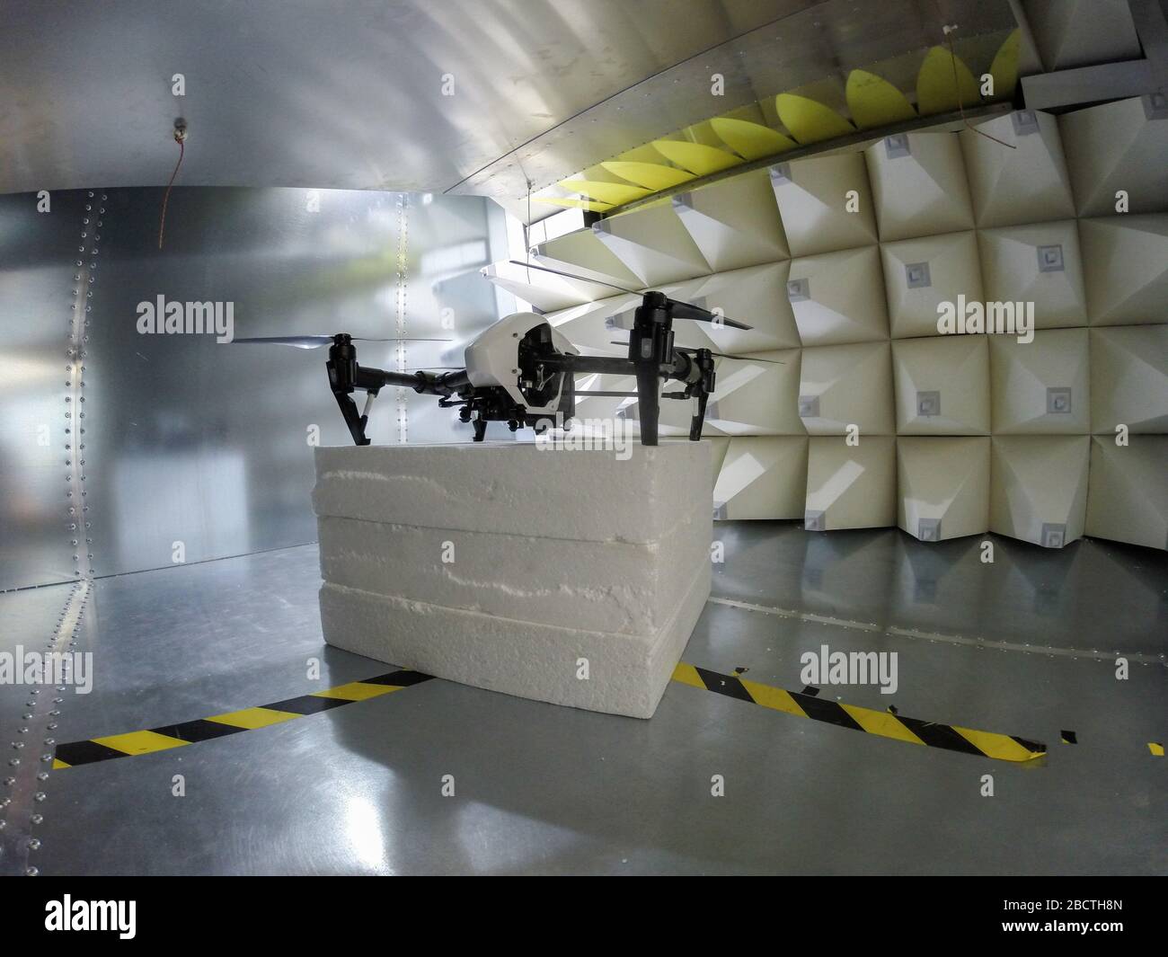 Quadcopter drone electromagnetic compatibility testing inside GTEM cell ...