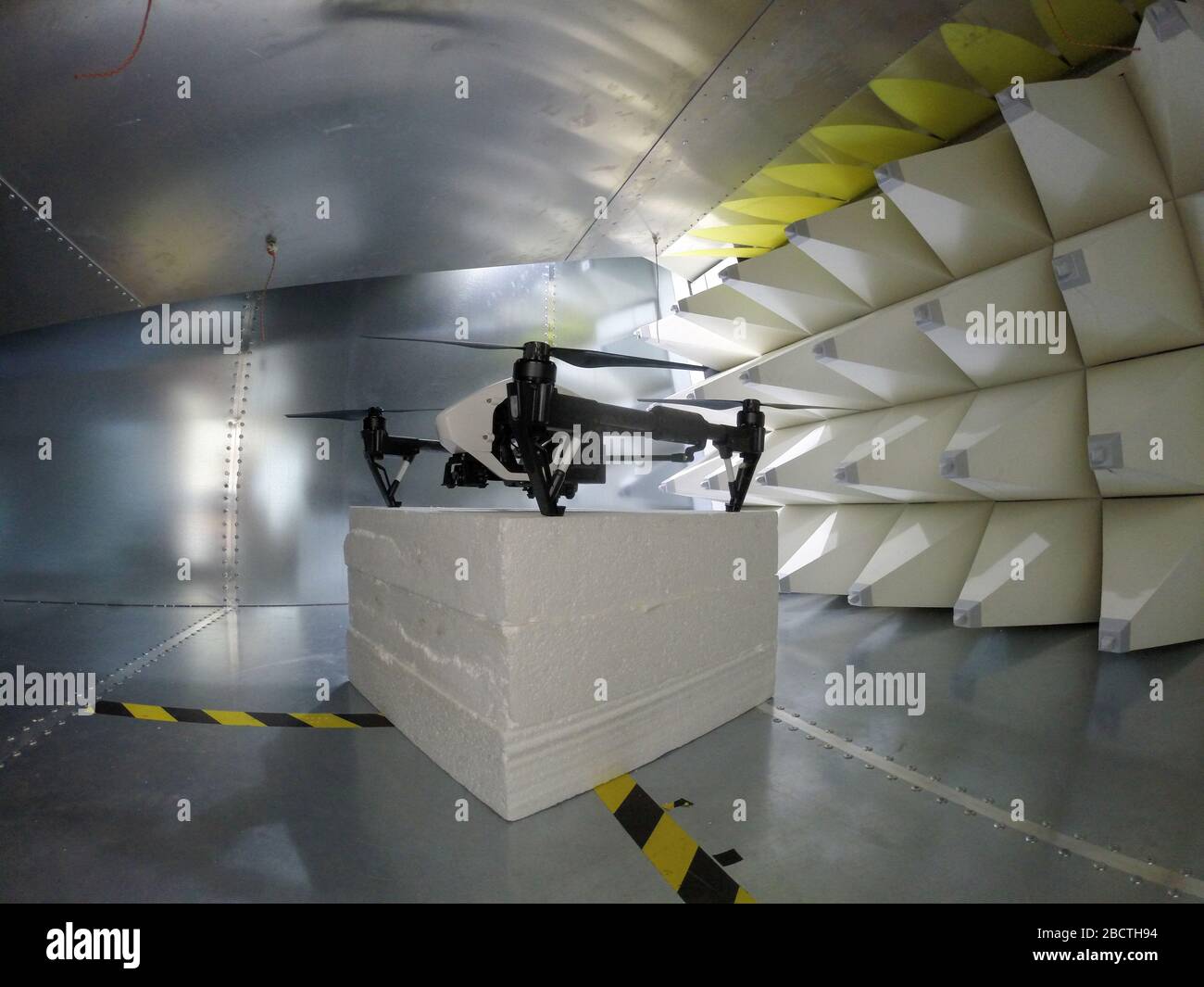Quadcopter drone electromagnetic compatibility testing inside GTEM cell ...