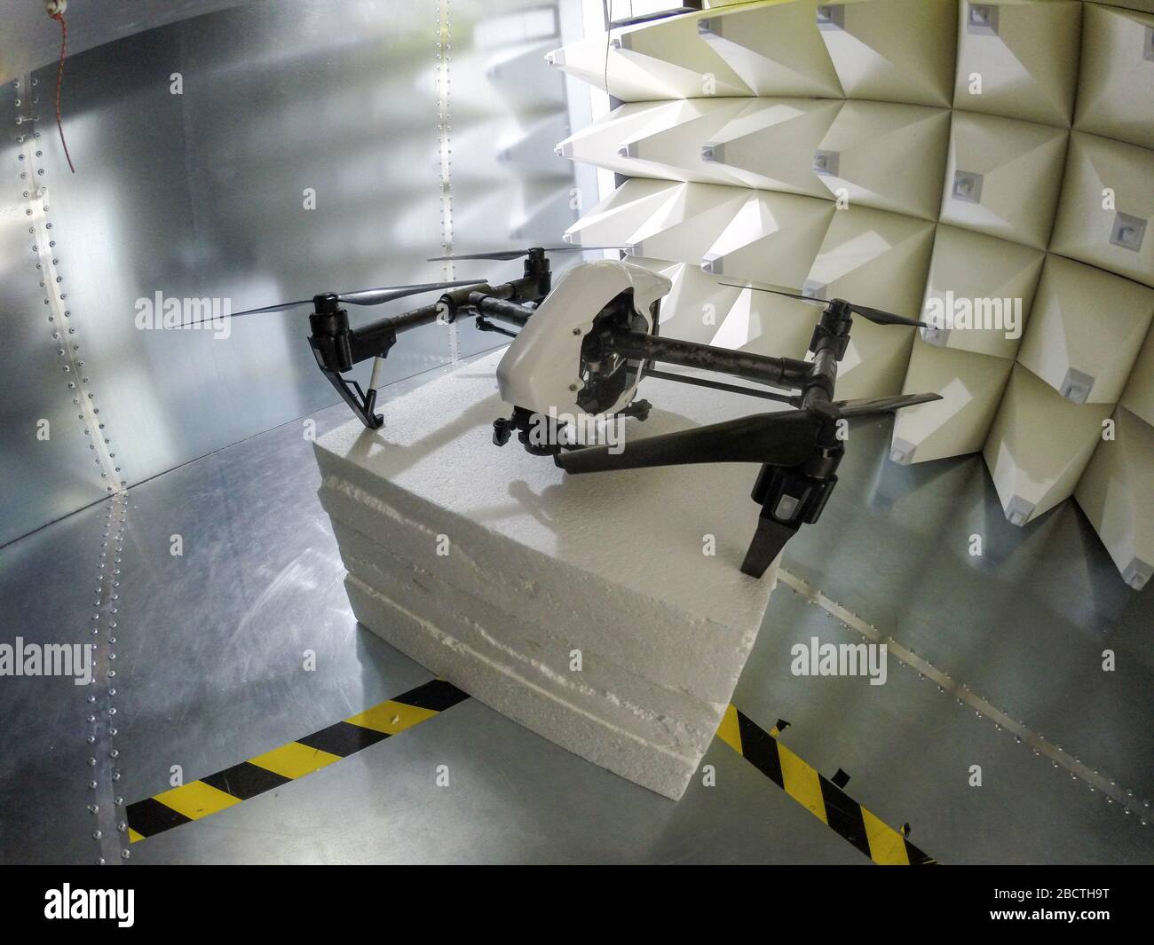 Quadcopter drone electromagnetic compatibility testing inside GTEM cell ...