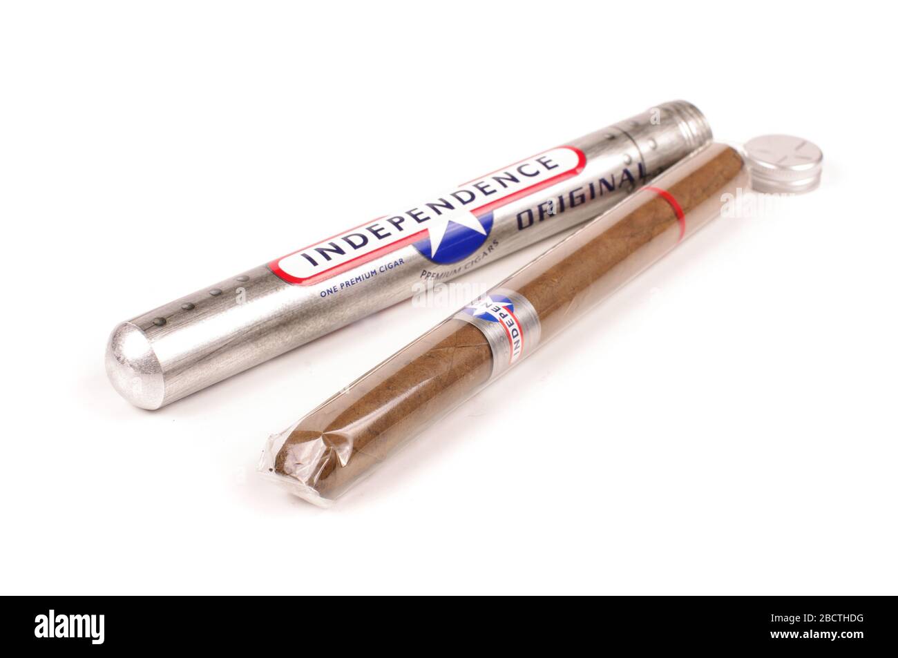 It is an original Tubos cigar of independence on the white background ...