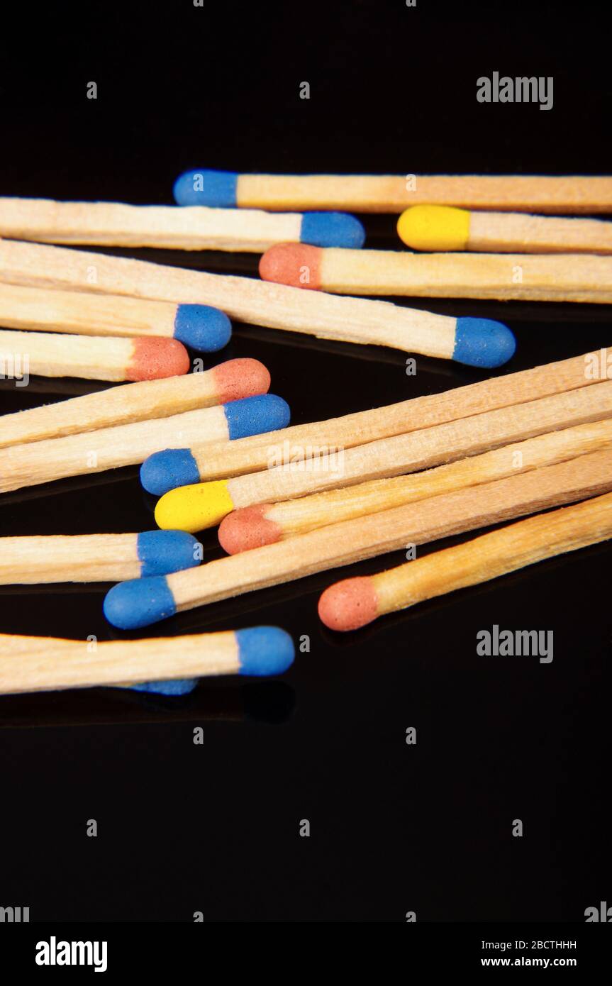 Group of matches on the dark background Stock Photo - Alamy