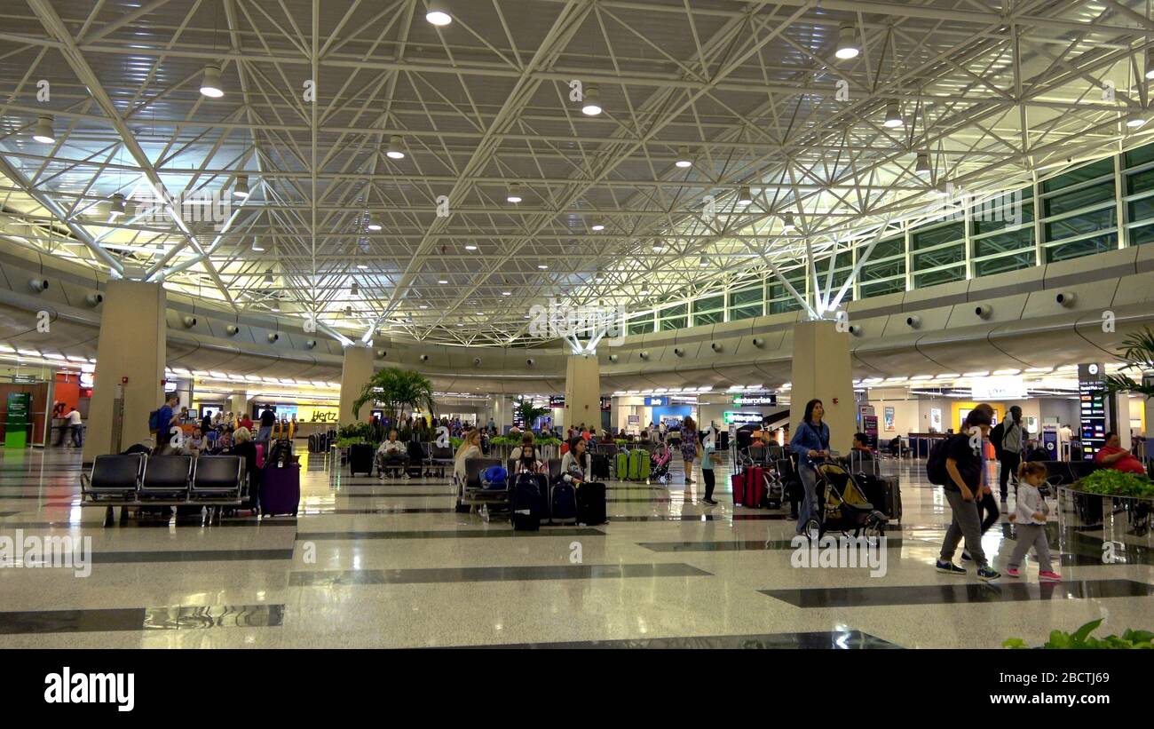 Lobby of Rental Car center at Miami Airport - MIAMI, USA APRIL 10, 2016 ...