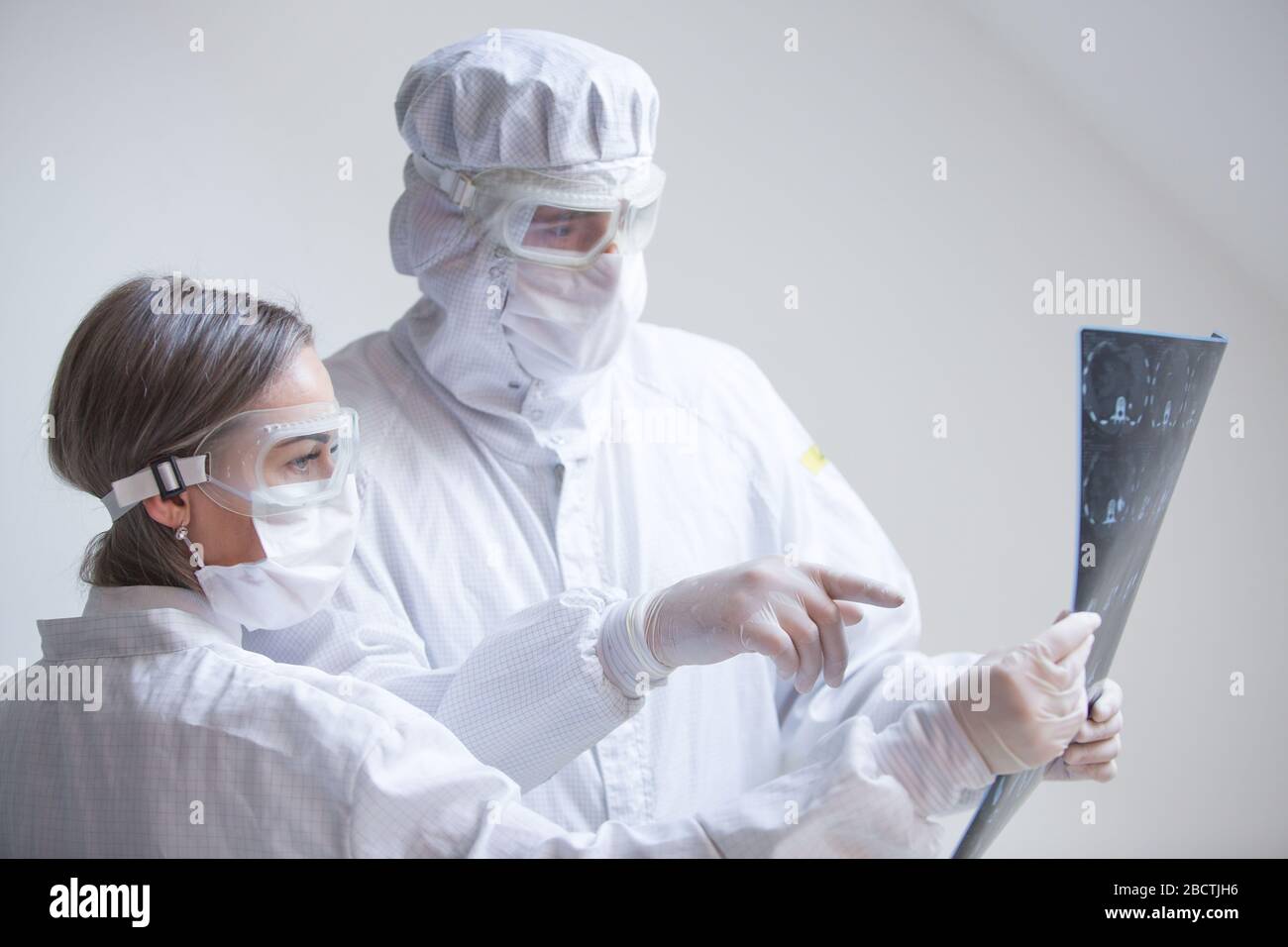 medical workers examine corona virus and carry out disinfection Stock ...