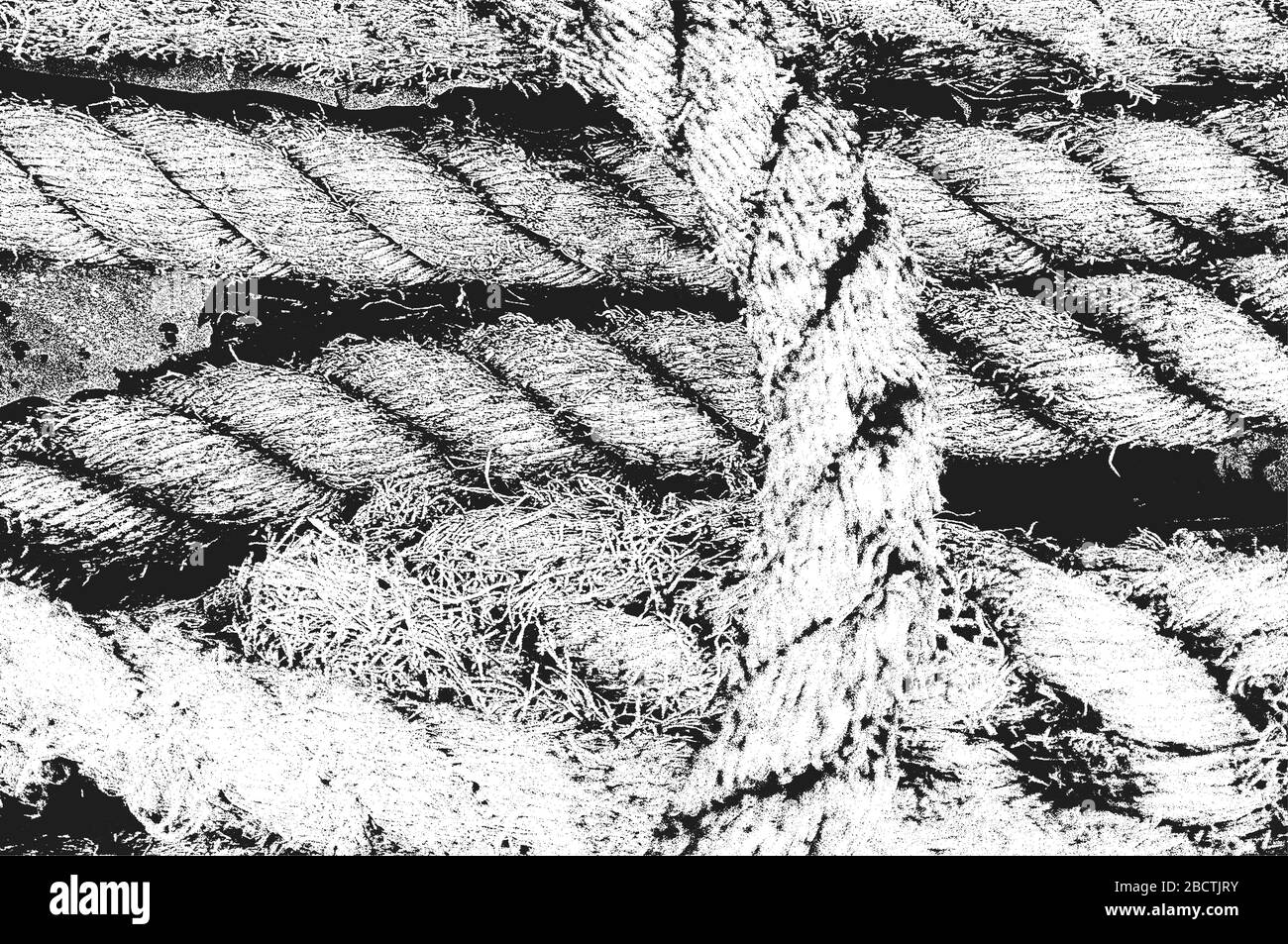 Distress grunge vector texture of wicker rope. Black and white ...