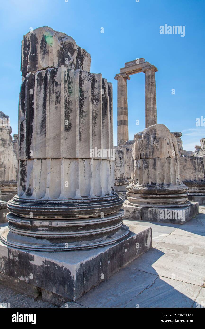 Apollo temple ruins in the ancient city of Didim, Turkey Stock Photo ...
