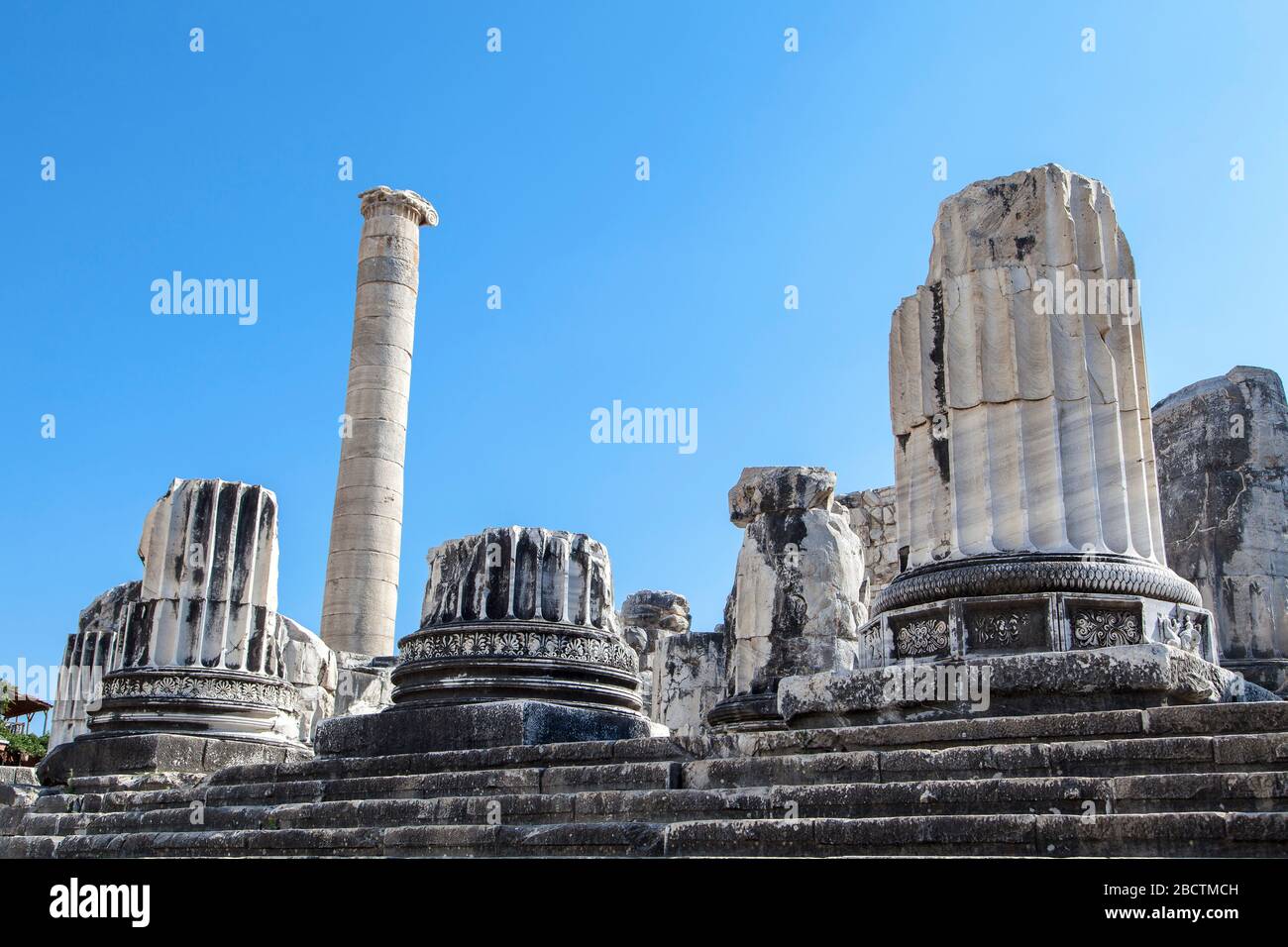 Apollo temple ruins in the ancient city of Didim, Turkey Stock Photo ...