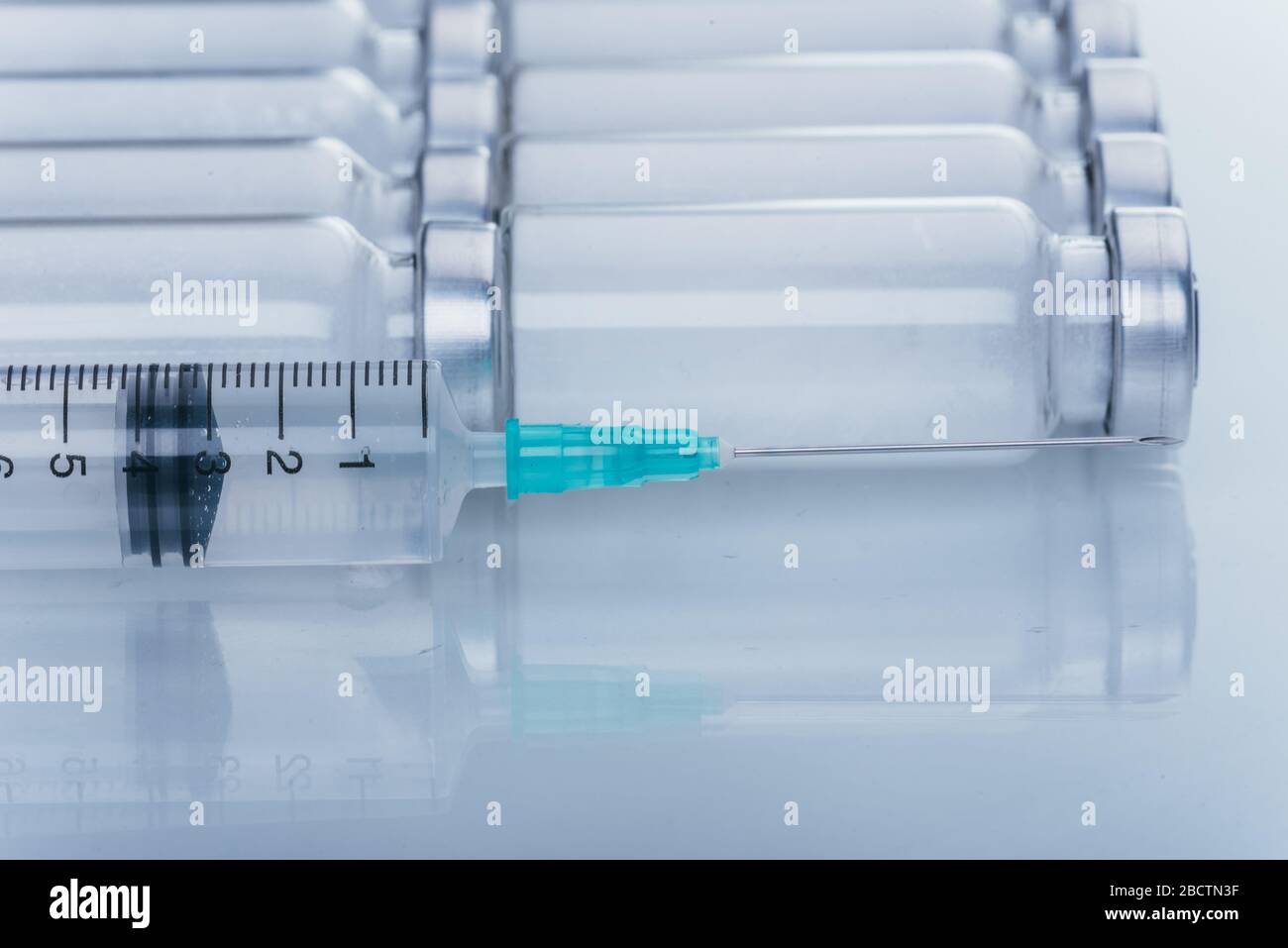 Medicine, Injection, vaccine and disposable syringe, drug concept ...