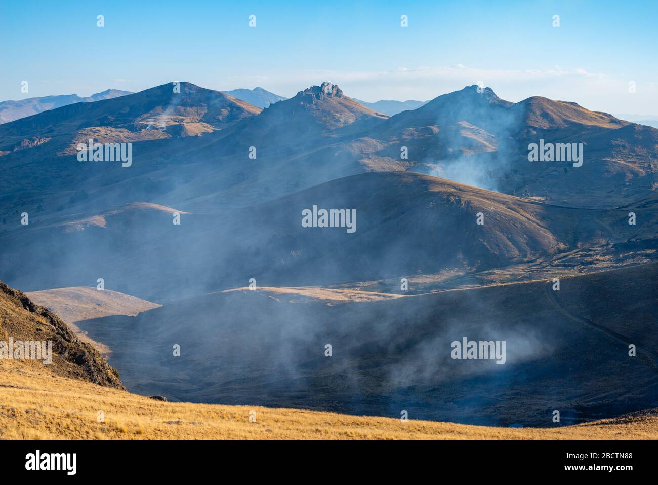 Rural countryside on the peninsula Copacabana at an altitude of around ...