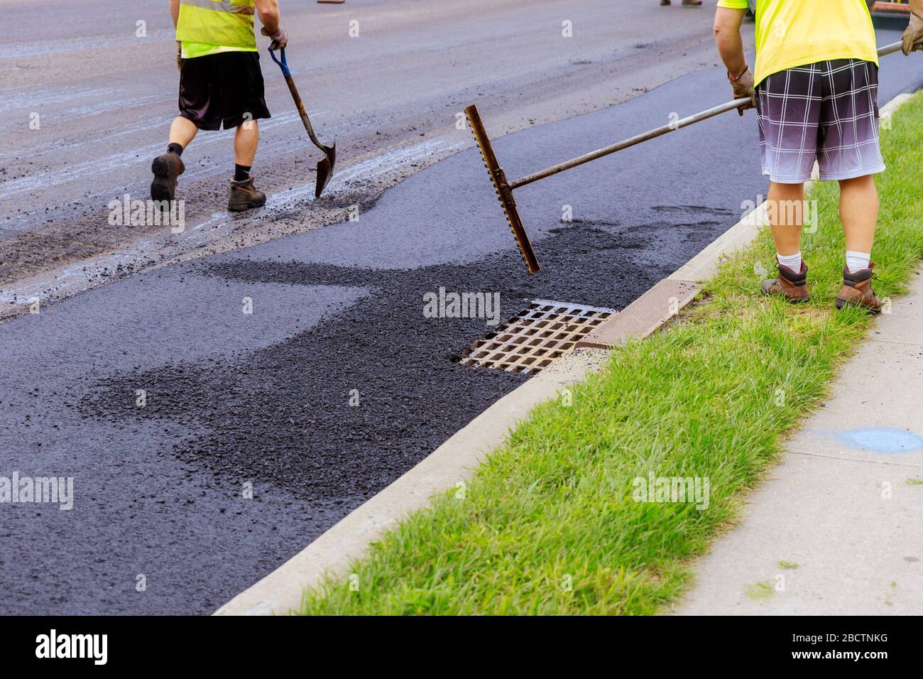 Fresh asphalt construction street resurfacing new road construction ...