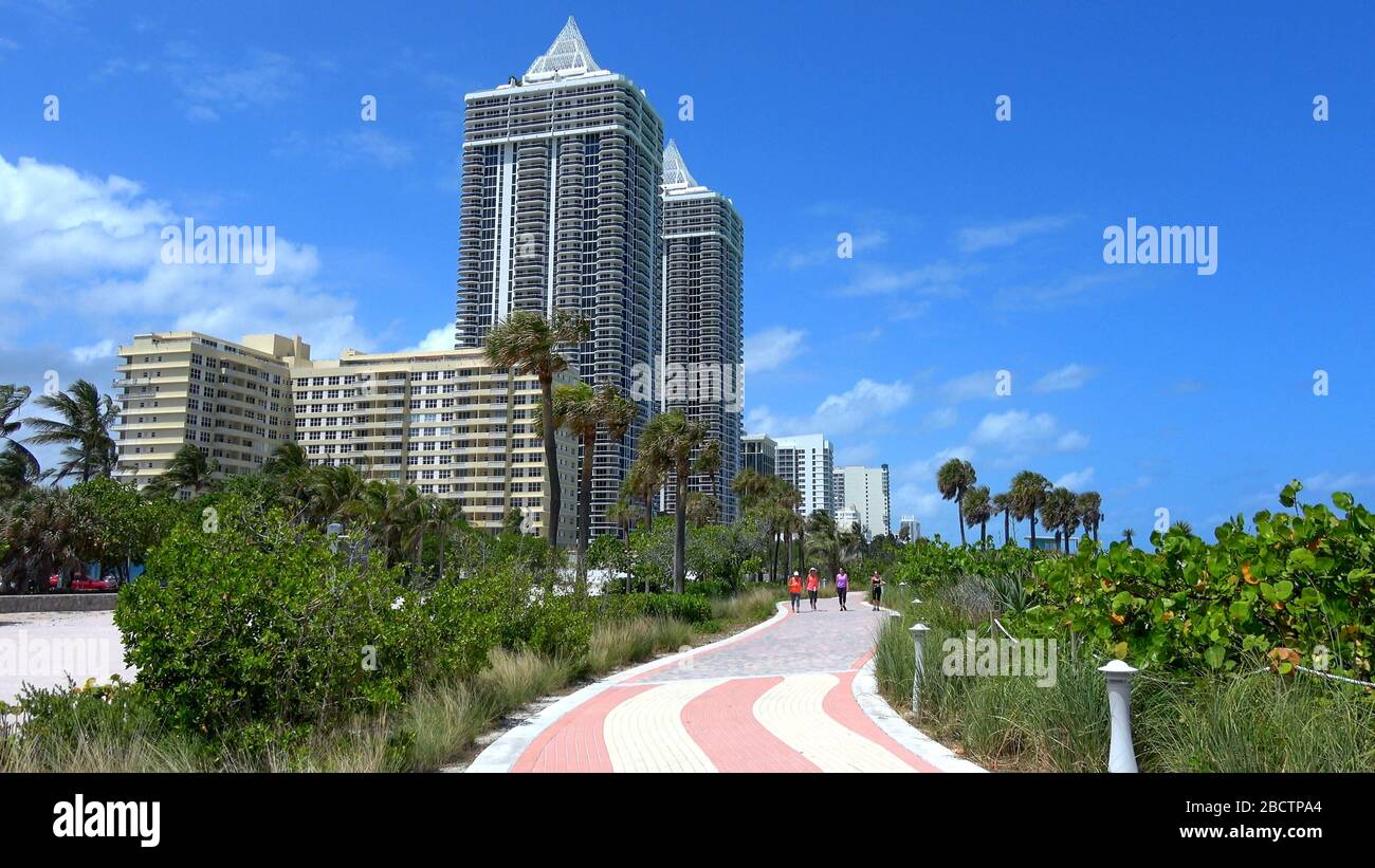 Diamond Towers with condos in Miami Beach - MIAMI, USA APRIL 10, 2016 ...