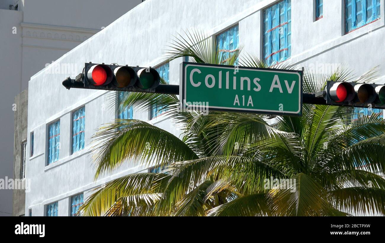 Famous Collins Ave in Art Deco district of Miami Beach Stock Photo - Alamy