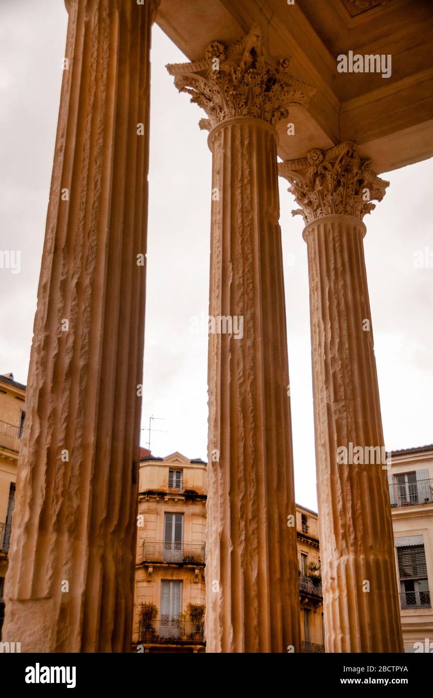 French apartments have a view of Maison Carrée, a Roman temple restored ...