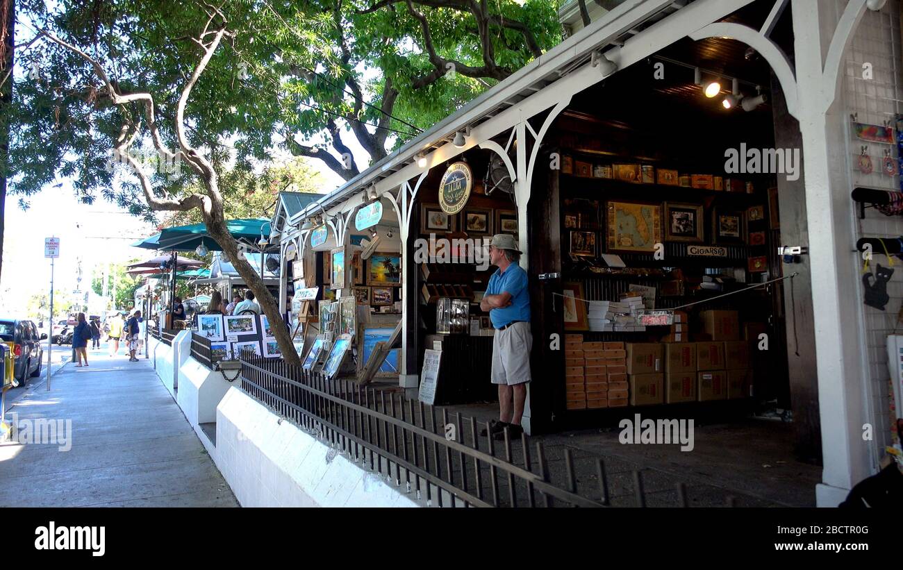 Cool shops at Duval street Key West - KEY WEST, USA - APRIL 12, 2016 ...