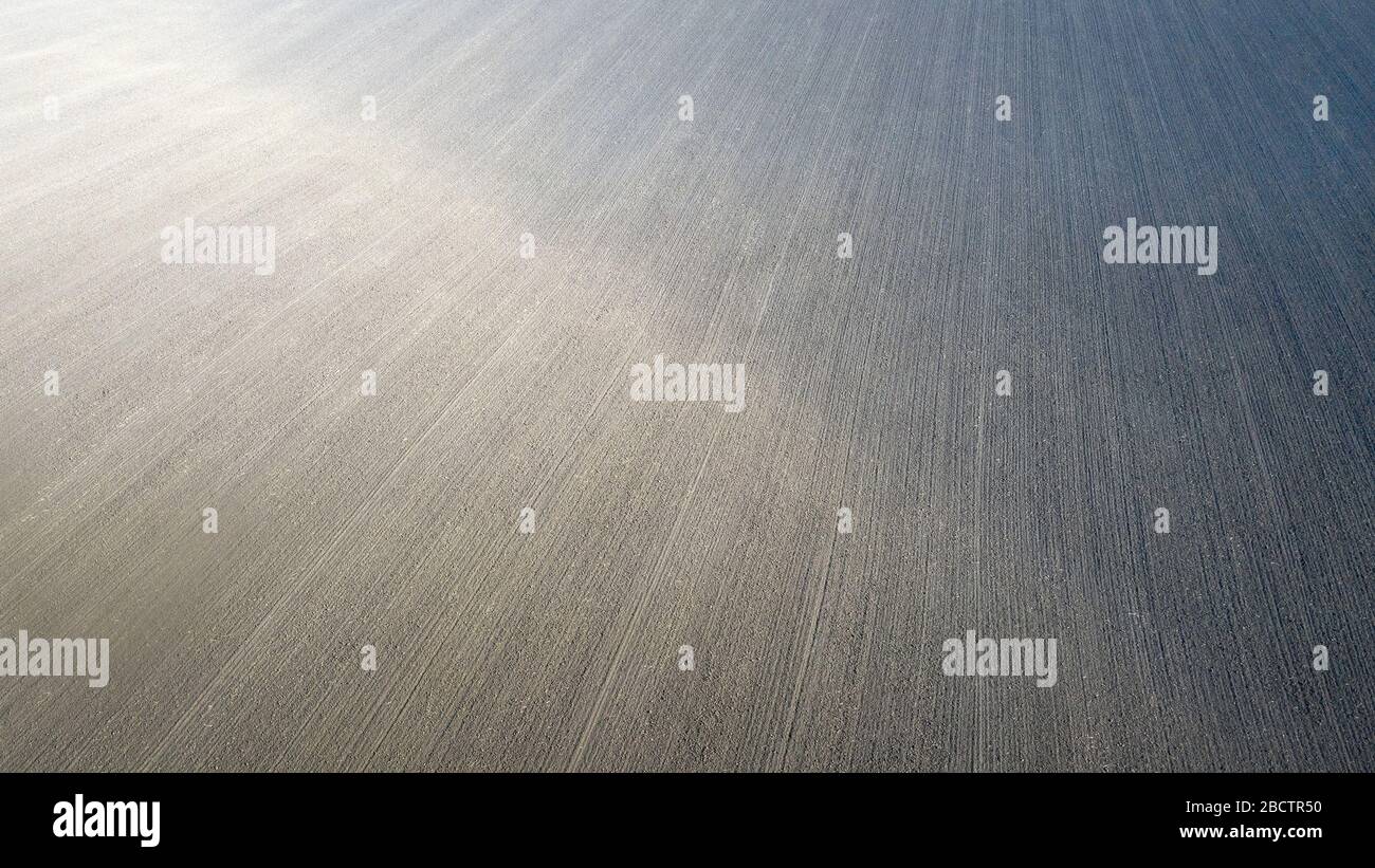 Aerial view of an empty cultivated agricultural field Stock Photo - Alamy