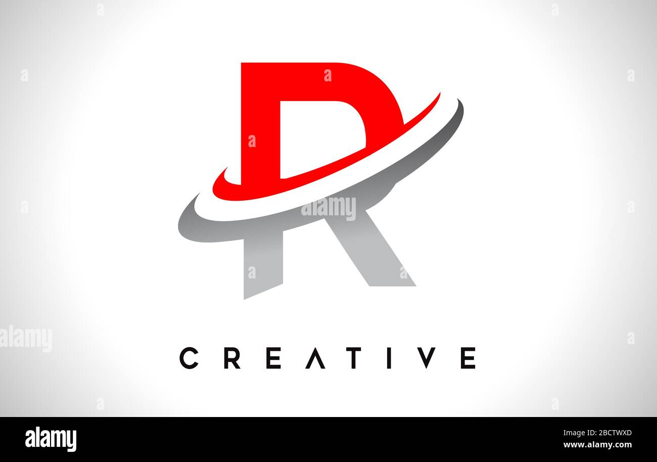 Letter R Logo. R Letter Design Vector with Red Gray Swash ...
