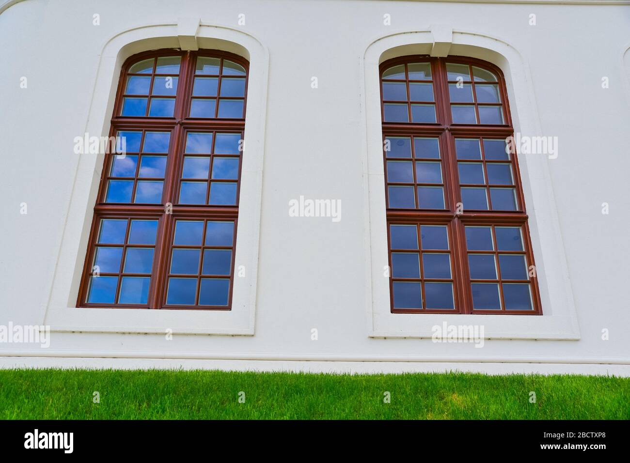 Baroque windows and white wall, Bratislava Castle, Slovakia Stock Photo ...