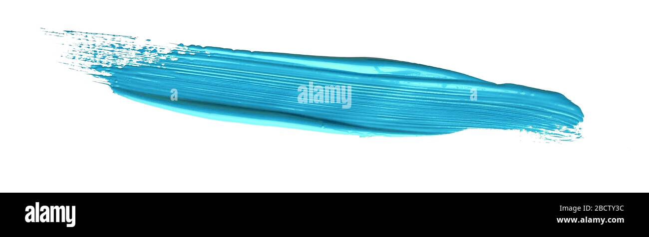 Turquoise blue brush stroke paiting over isolated background, canvas ...