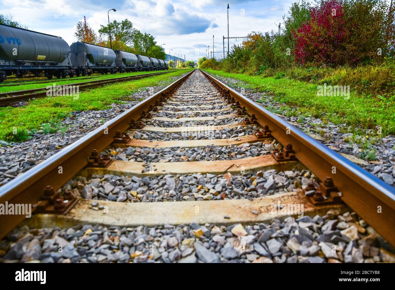 Rail trail - travel, transport concept photo Stock Photo - Alamy