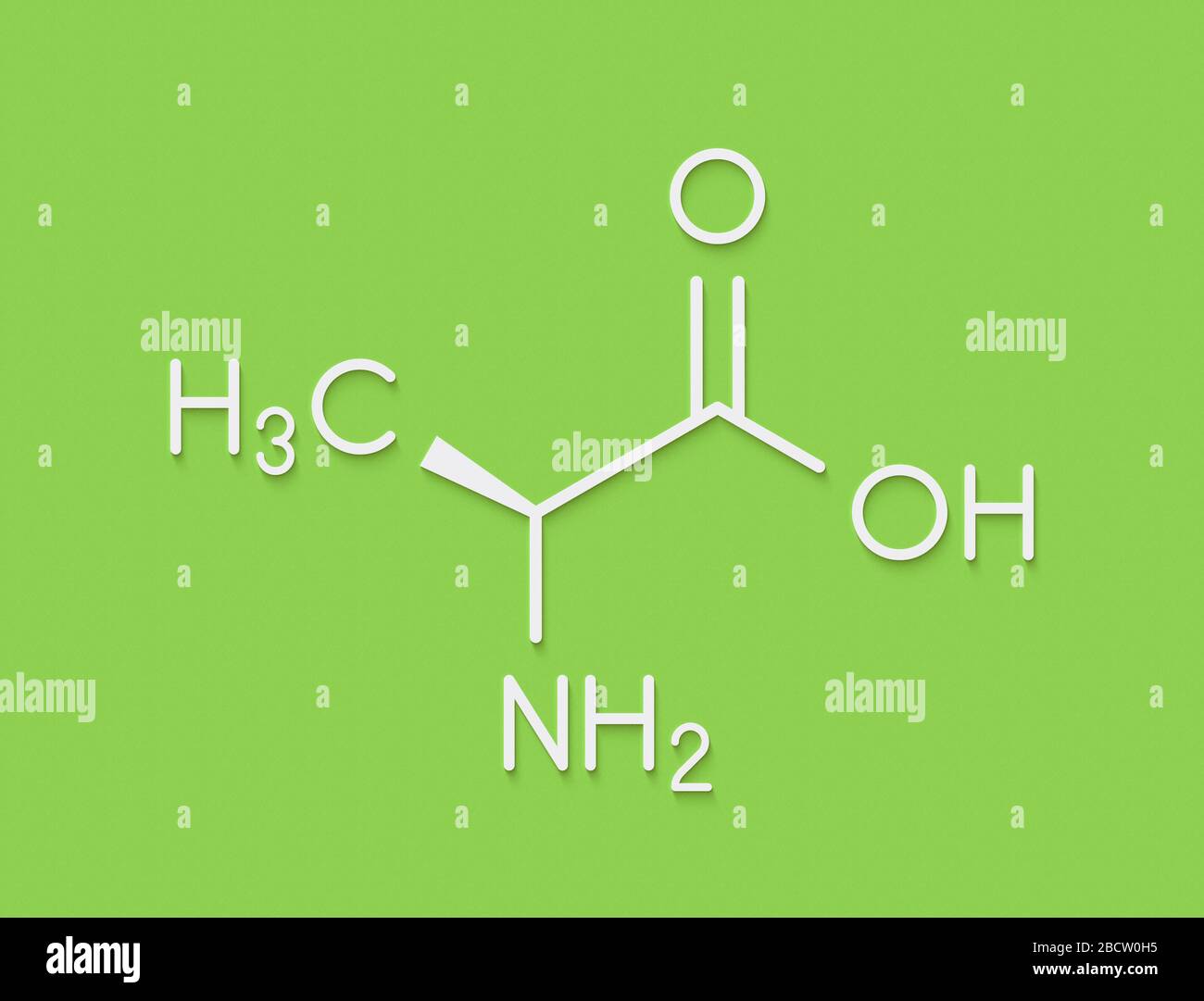 Alanine (L-alanine, Ala, A) amino acid molecule. Skeletal formula Stock ...