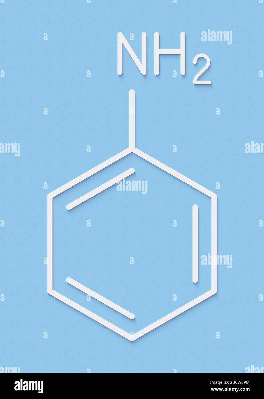 Aniline (phenylamine, aminobenzene) molecule. Skeletal formula Stock ...