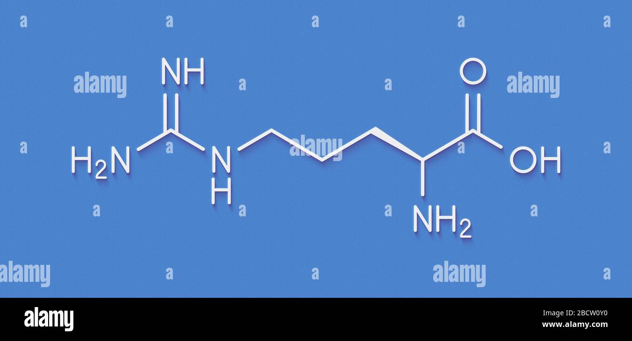 Arginine (L-arginine, Arg, R) amino acid molecule. Skeletal formula ...