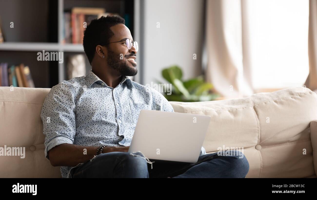 African American man look in distance dreaming Stock Photo - Alamy
