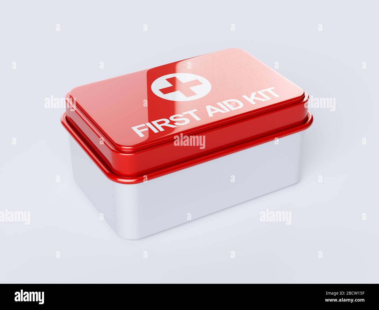 First aid kit box isolated on white background. 3d rendering ...