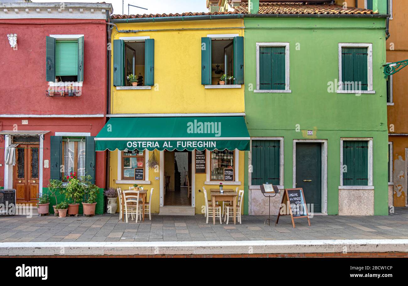 Colourful houses on the Italian island of Burano an Island in the ...