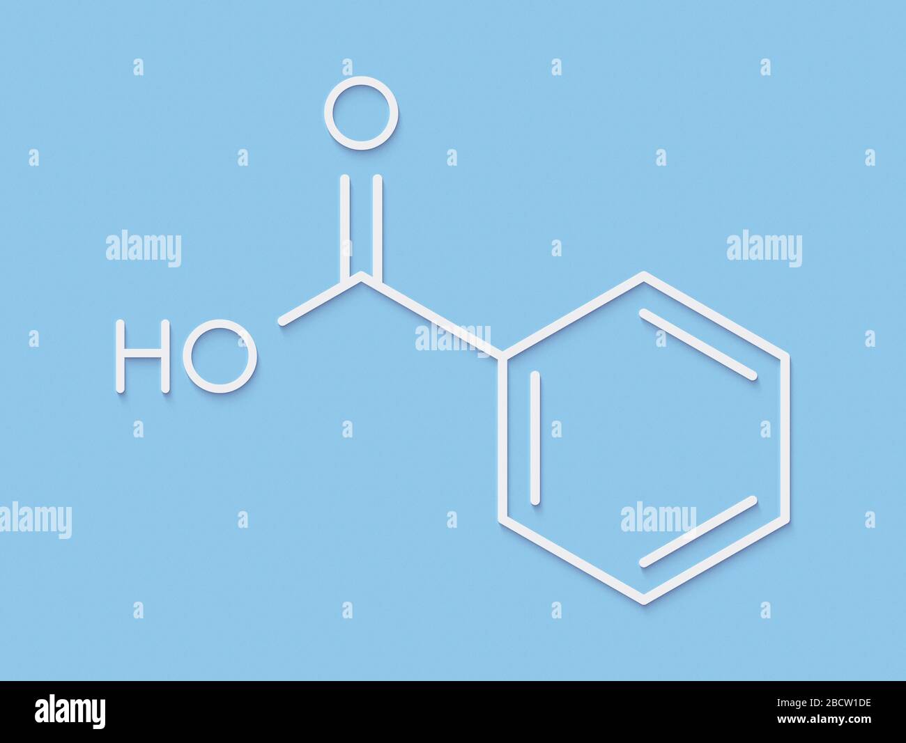 Benzoic acid molecule. Benzoate salts are used as food preservatives ...