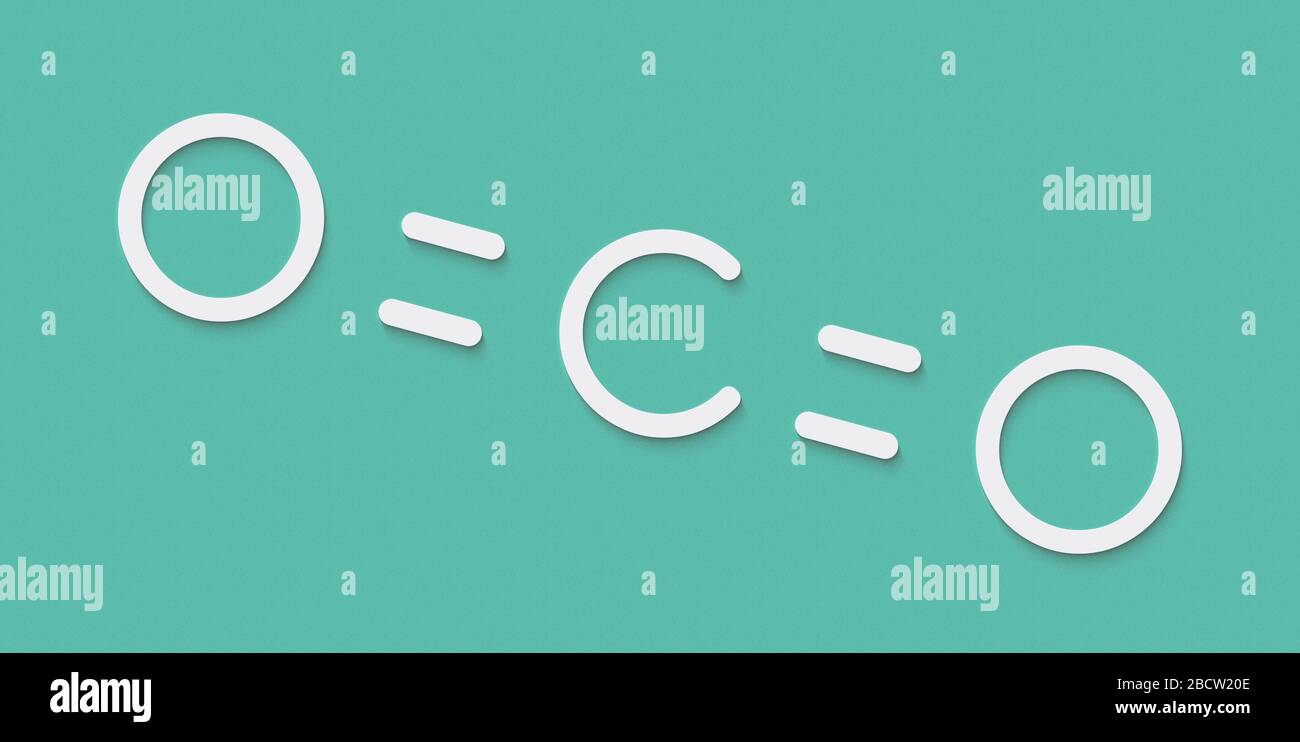 Carbon dioxide (CO2) molecule, flat icon style. Greenhouse gas. Skeletal formula Stock Photo - Alamy