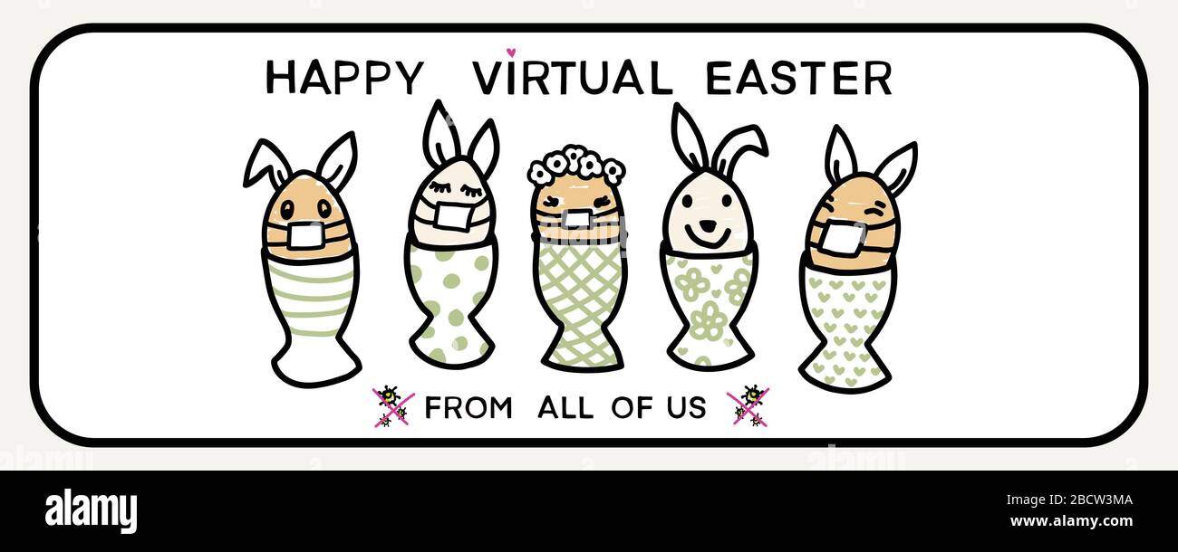 Corona virus happy easter bunny egg social media message. Quarantine ...