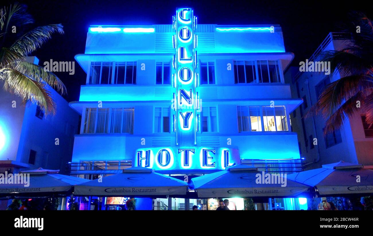 The Colony Hotel at Ocean Drive Miami Beach - MIAMI, USA APRIL 10, 2016 ...