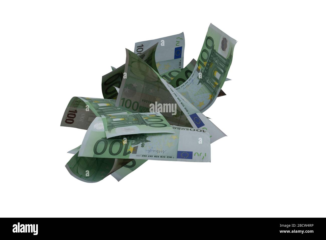 Large Number of Flying 100 Euro Banknotes in the Air Falling. High ...