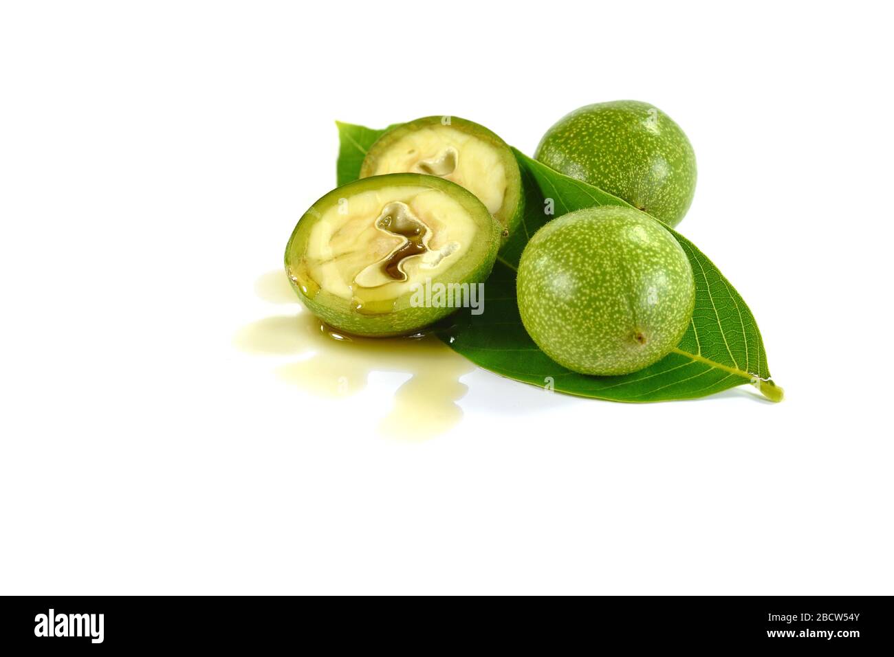 Walnut isolated on white background. Green young walnut. Nut in shell ...
