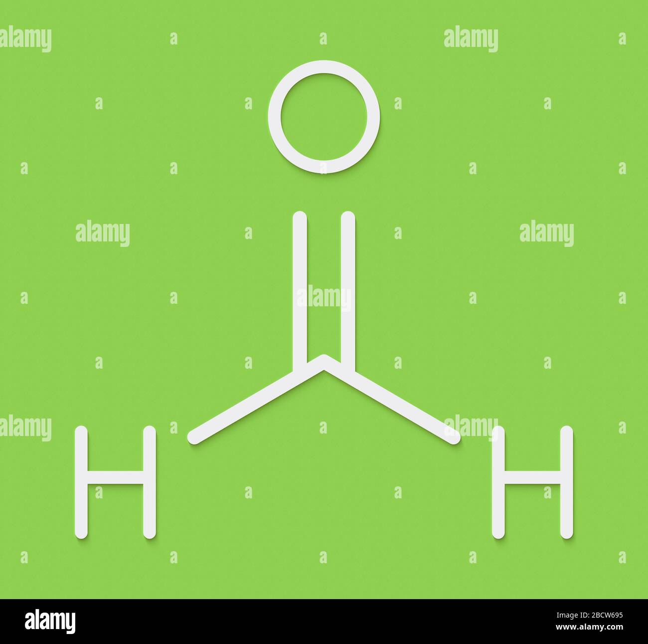 Formaldehyde (methanal) molecule. Important indoor pollutant. Skeletal ...