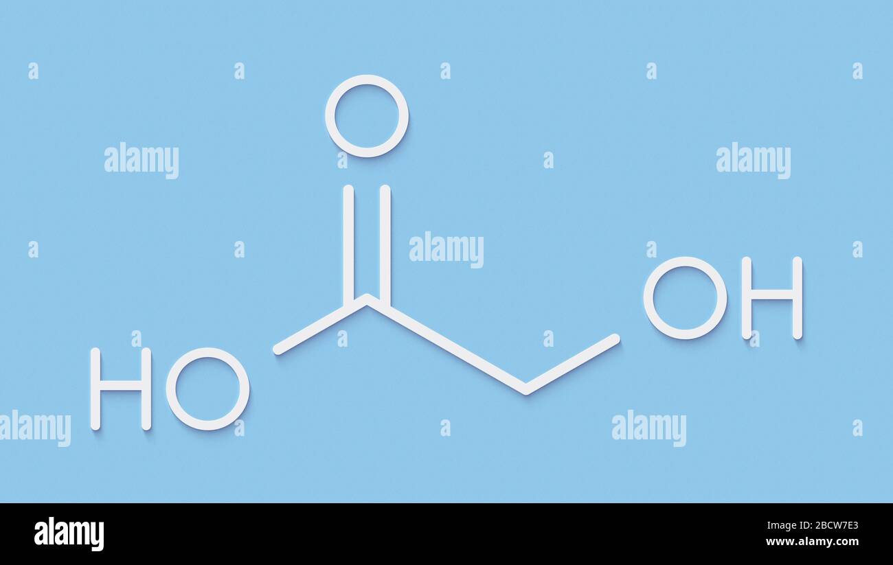 Glycolic acid (hydroacetic acid) molecule. Skeletal formula Stock Photo ...