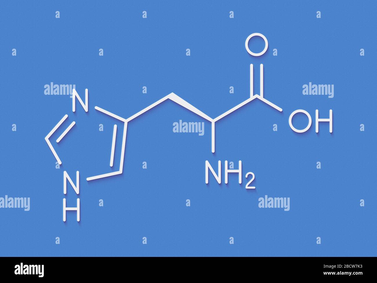 Histidine (l-histidine, his, H) amino acid molecule. Skeletal formula ...