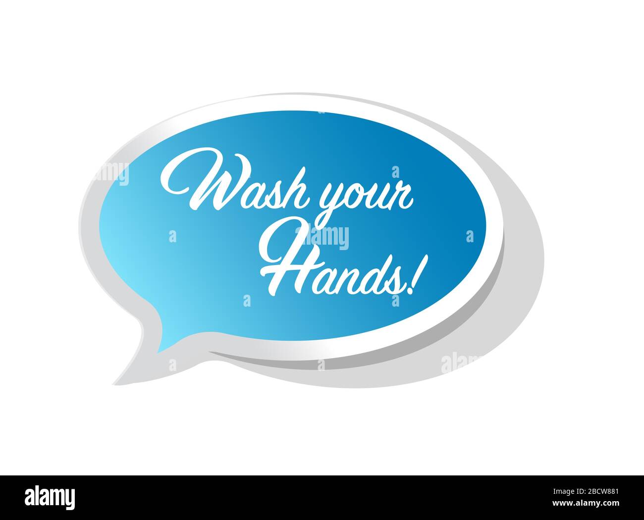 Wash your hands bubble message sign isolated over a white background ...