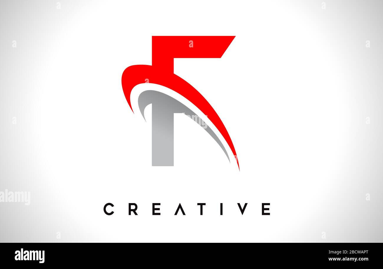 Letter F Logo. F Letter Design Vector with Red Gray Swash ...