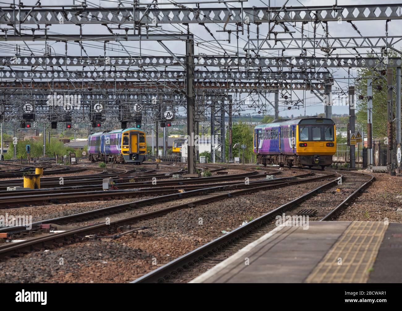 Northern rail class 158 sprinter and class 142 pacer trains at the west ...