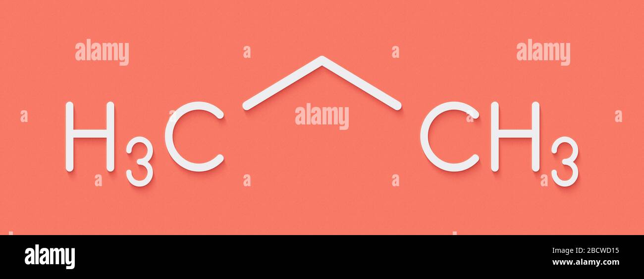 Propane hydrocarbon molecule. Alkane used as fuel in portable stoves ...