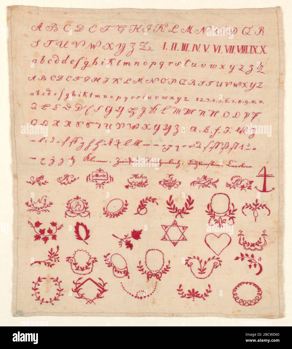 Sampler. Research in ProgressAlphabets at top; monograms and motifs at ...