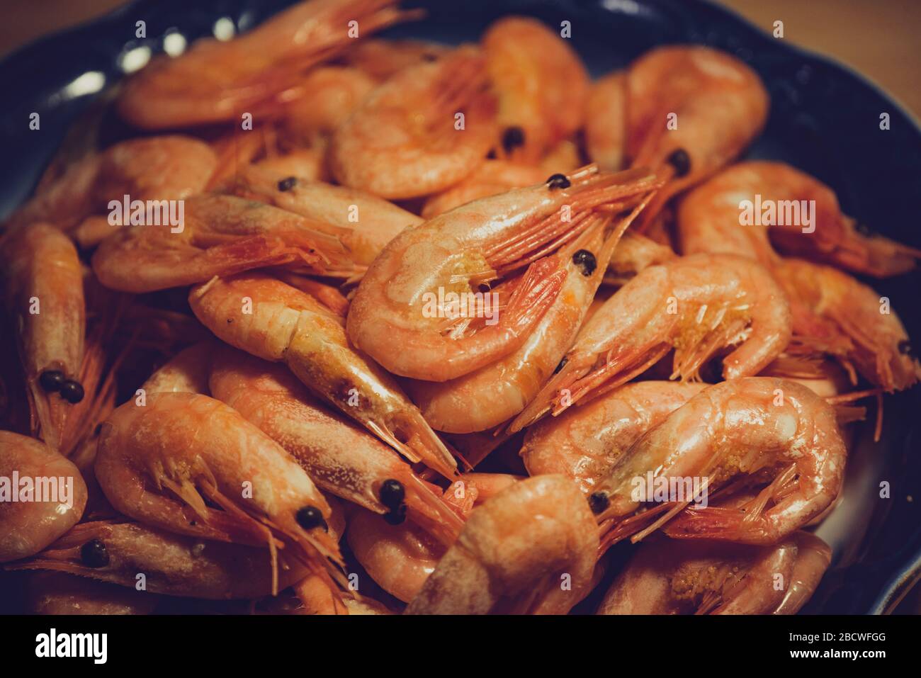 spicy shrimps. Cooked Shrimp. a lot of boiled peeled shrimp. Concept of ...