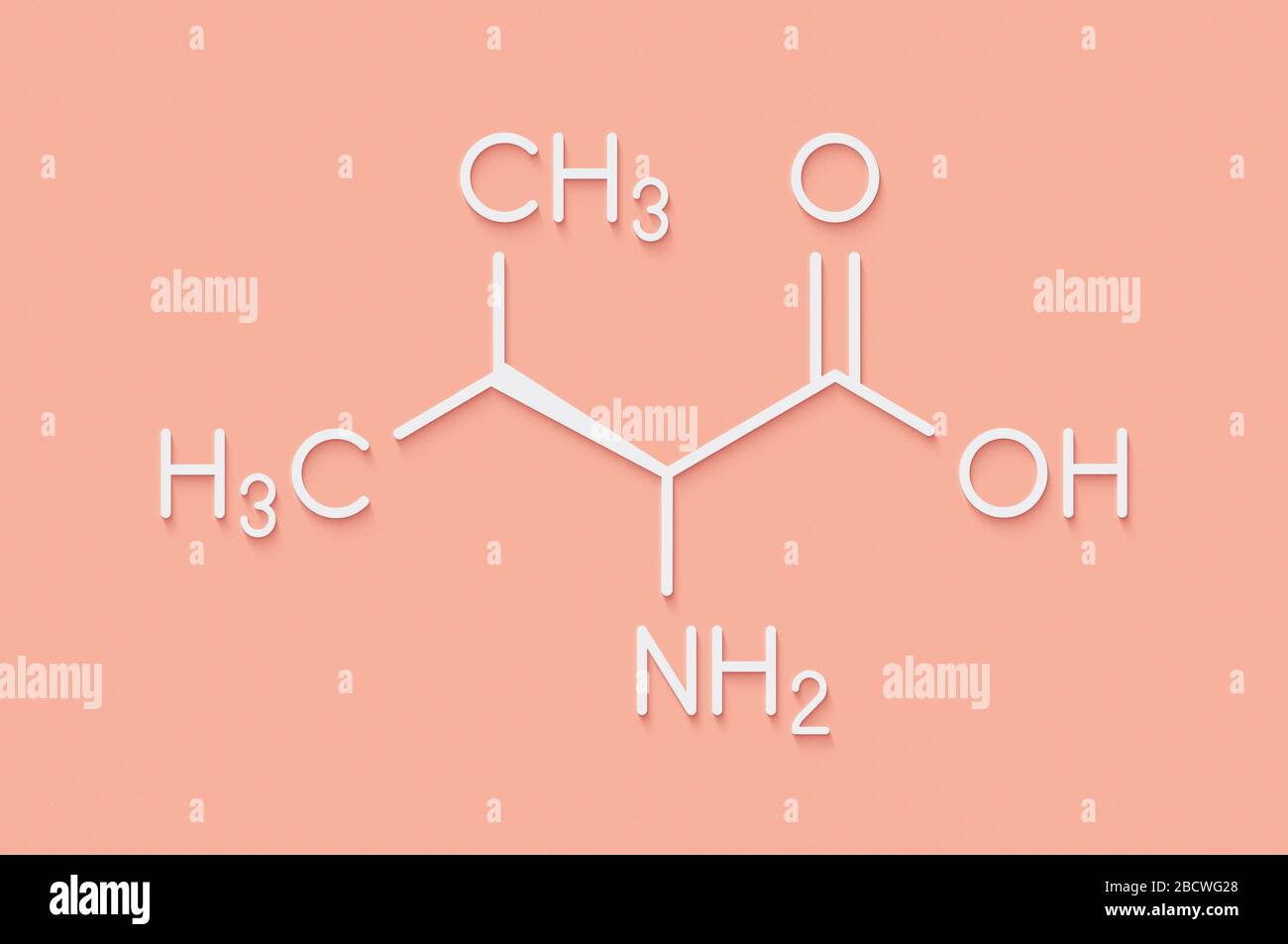 Valine (l-valine, Val, V) amino acid molecule. Skeletal formula Stock ...