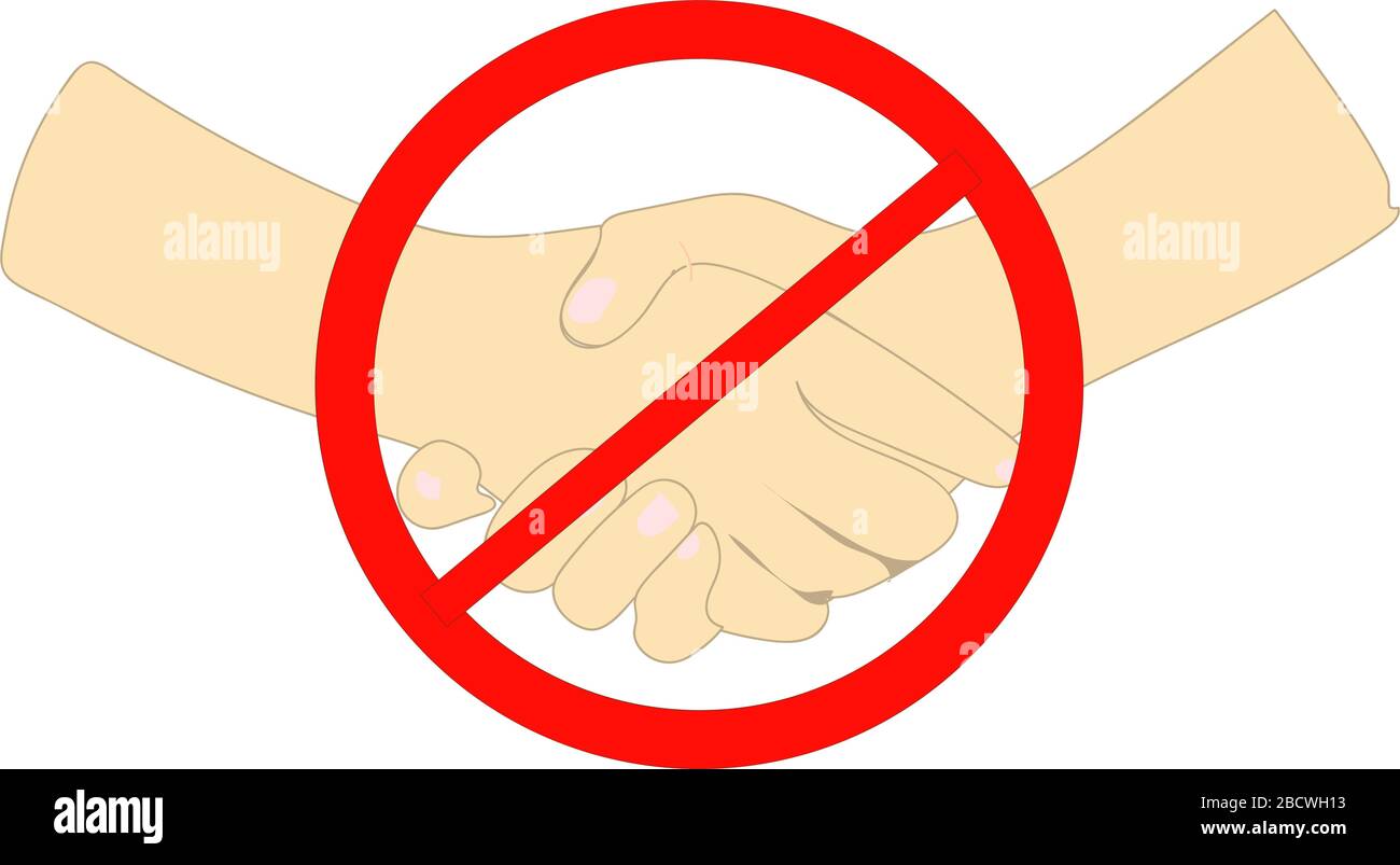 hands crossed out. Touch prohibition sign. Virus protection concept ...