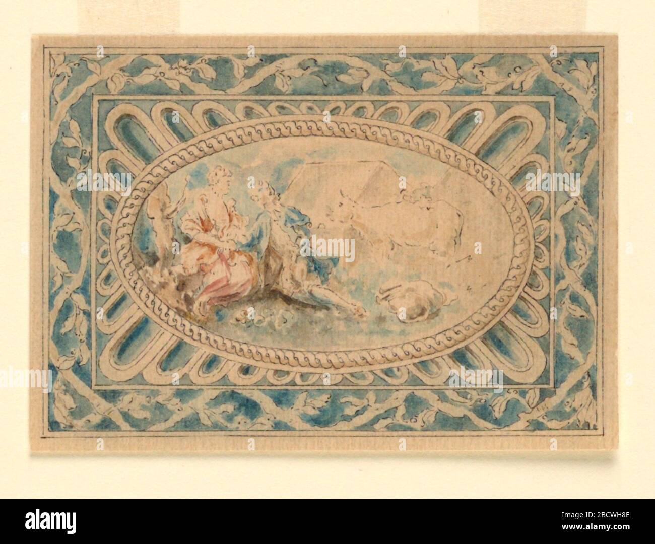 Rectangular Box Cover. Research in ProgressAn oval medallion showing ...